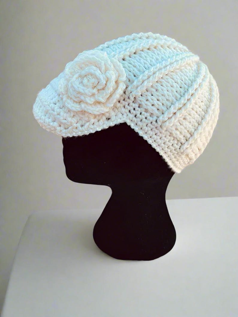 Handcrafted Crochet City Girl Flower Hat - Soft Acrylic Yarn, One Size ...