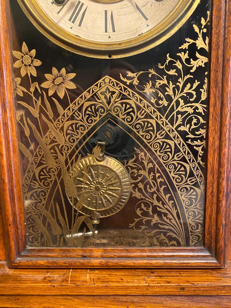 Antique Seth Thomas Oak Mantle Clock Eastlake Gingerbread Works Great ...