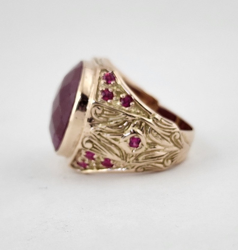 14K Gold Ruby Signet Ring - Mens Statement Jewelry Gift - Etsy