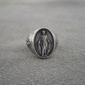 Marian Consecration Ring,virgin Mary Ring, 925k Sterling Silver Pray of ...