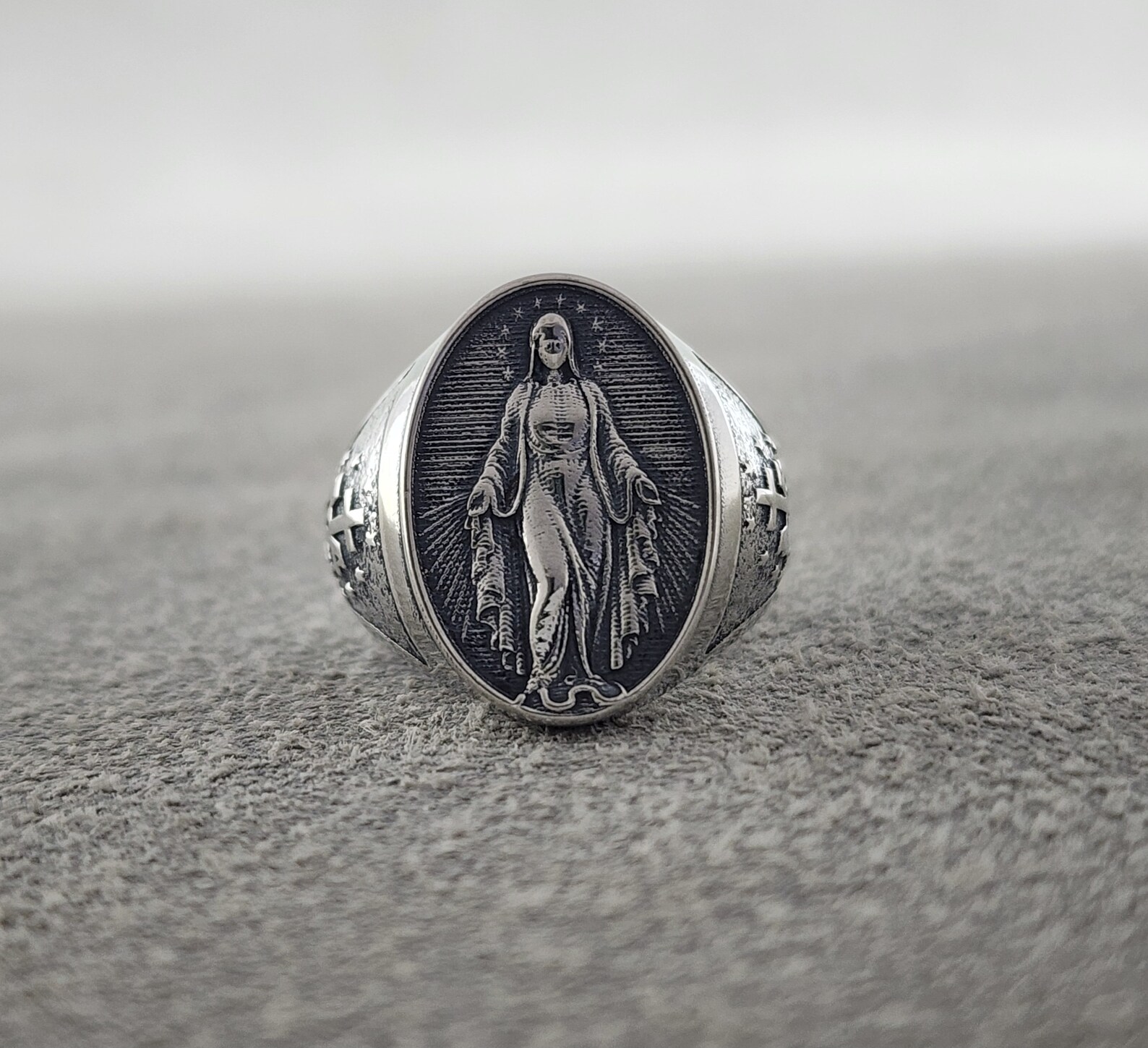 Marian Consecration Ring,virgin Mary Ring, 925k Sterling Silver Pray of ...