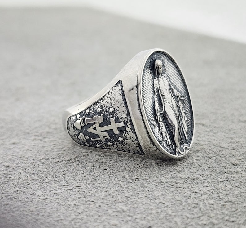 Marian Consecration Ring,virgin Mary Ring, 925k Sterling Silver Pray of Miraculous Miracle ...