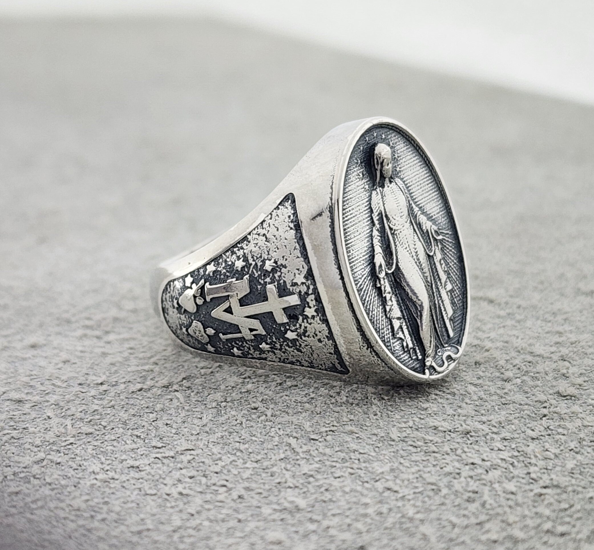 Marian Consecration Ring,virgin Mary Ring, 925k Sterling Silver Pray of ...