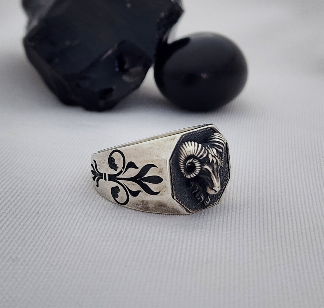 Sterling Silver Ram Rings, Animal Rings for Men, Aries Ram Ring, Zodiac ...