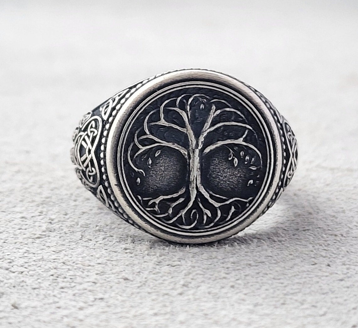 Silver Yggdrasil Ring Men, Tree of Life Men Ring,bears Claw Motif ...