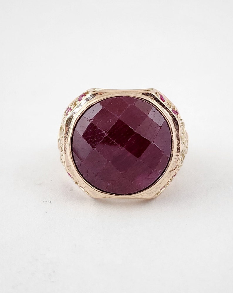 14K Gold Ruby Signet Ring - Mens Statement Jewelry Gift - Etsy