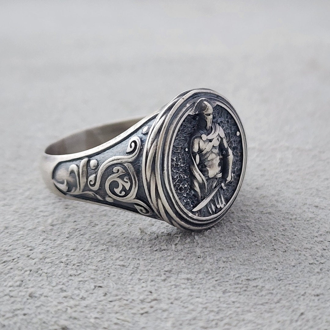 Handmade Oxidized Sterling Silver Crusader Ring: Byzantine Soldier - Etsy