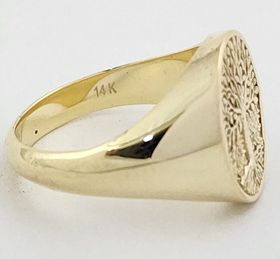 14k Gold Tree of Life Signet Ring: Celtic Yggdrasil Family Ring - Etsy