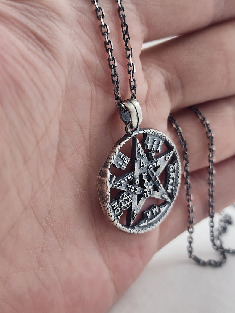 Sterling Silver Exterminator Tetragramaton Pendant,hebrew Coin Necklace,yhwh Pentagram,jewish ...