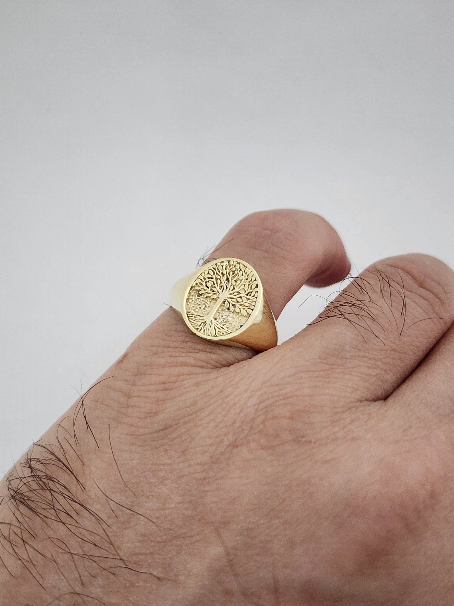 14k Gold Tree of Life Signet Ring: Celtic Yggdrasil Family Ring - Etsy