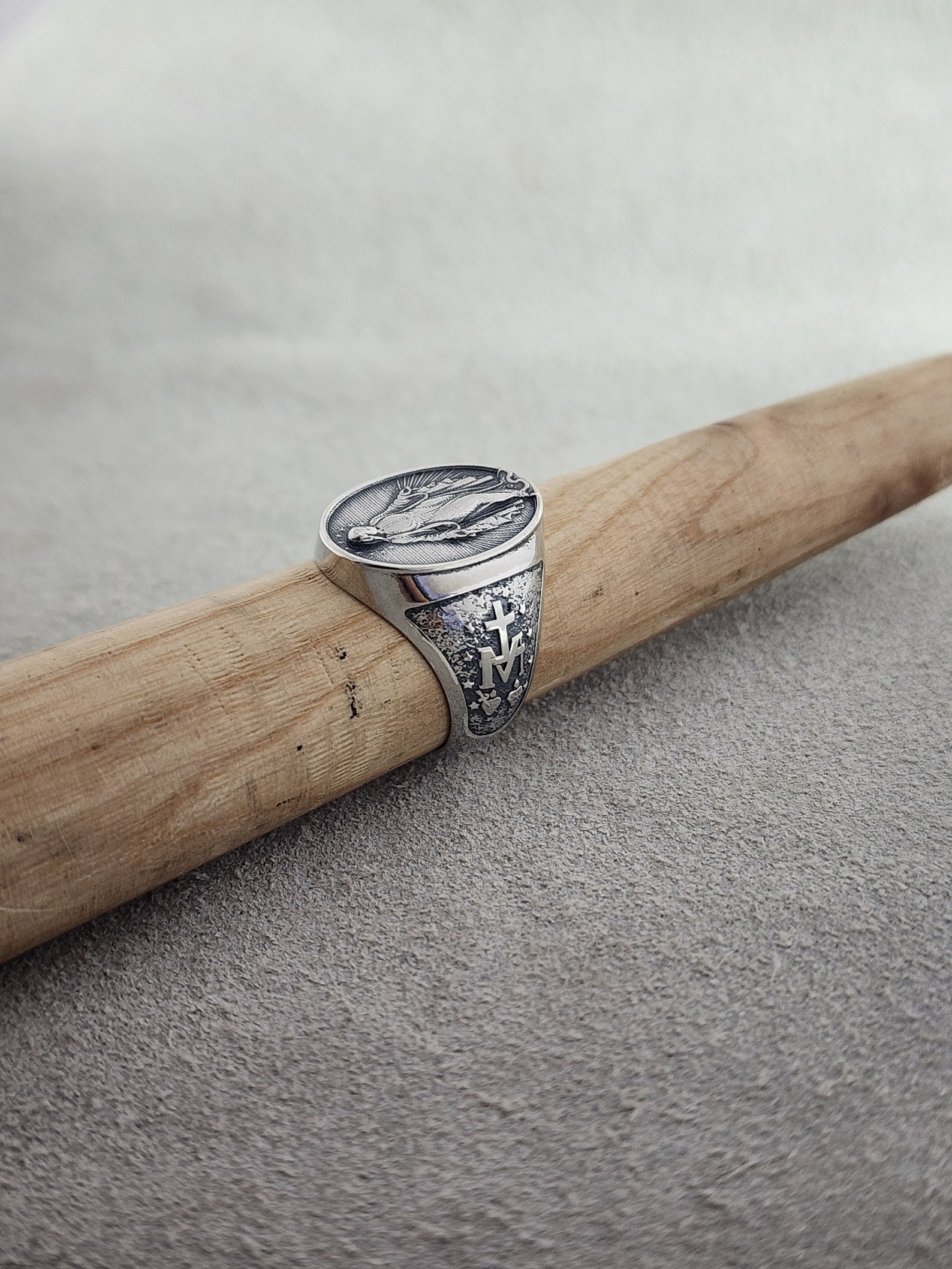 Marian Consecration Ring,virgin Mary Ring, 925k Sterling Silver Pray of ...