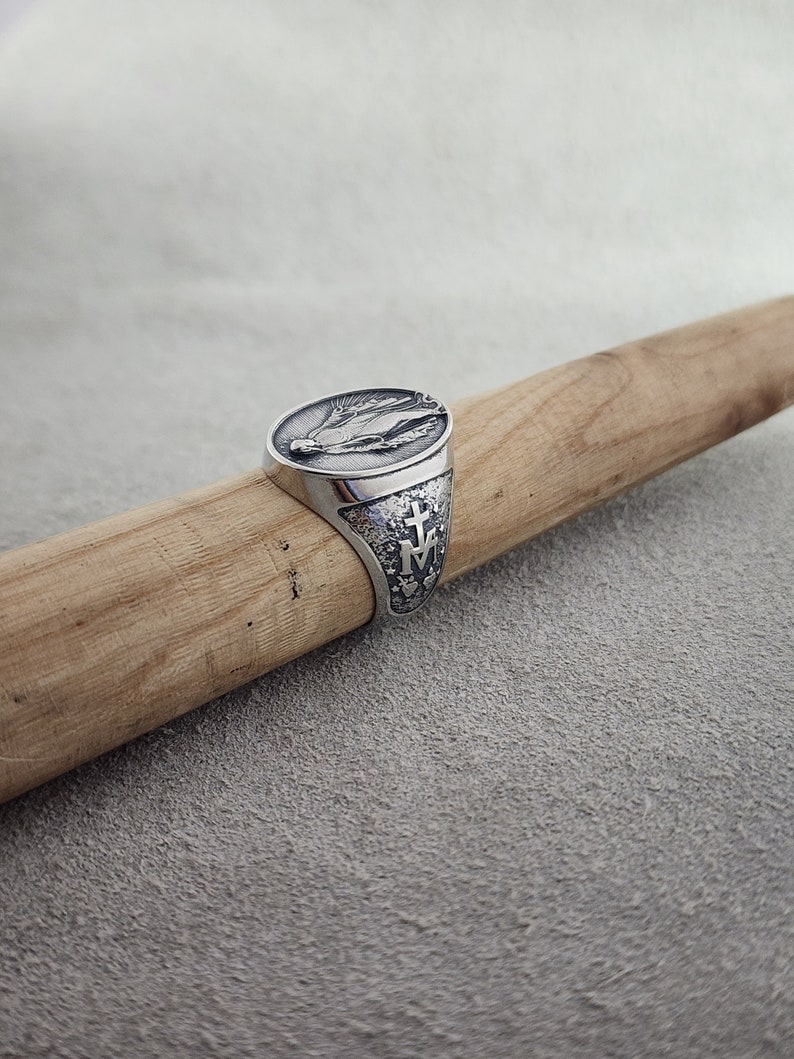 Marian Consecration Ring,virgin Mary Ring, 925k Sterling Silver Pray of Miraculous Miracle ...