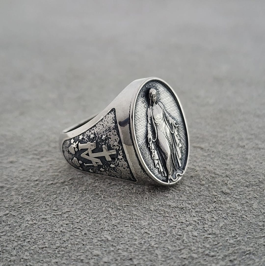 Marian Consecration Ring,virgin Mary Ring, 925k Sterling Silver Pray of ...