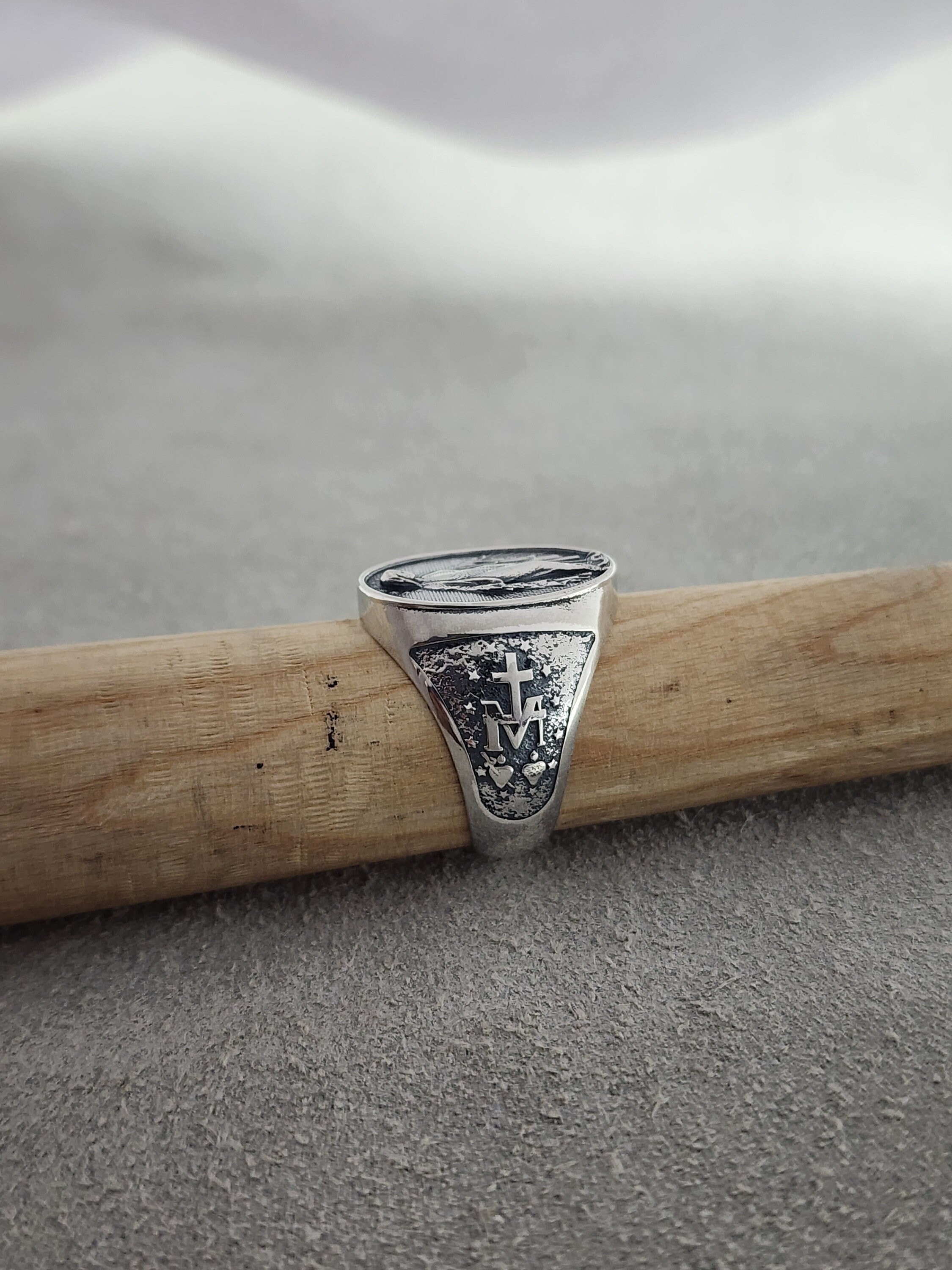 Marian Consecration Ring,virgin Mary Ring, 925k Sterling Silver Pray of ...