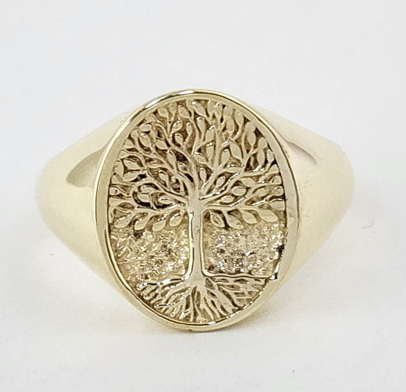 14k Gold Tree of Life Signet Ring: Celtic Yggdrasil Family Ring - Etsy