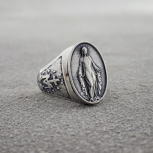 Marian Consecration Ring,virgin Mary Ring, 925k Sterling Silver Pray of ...