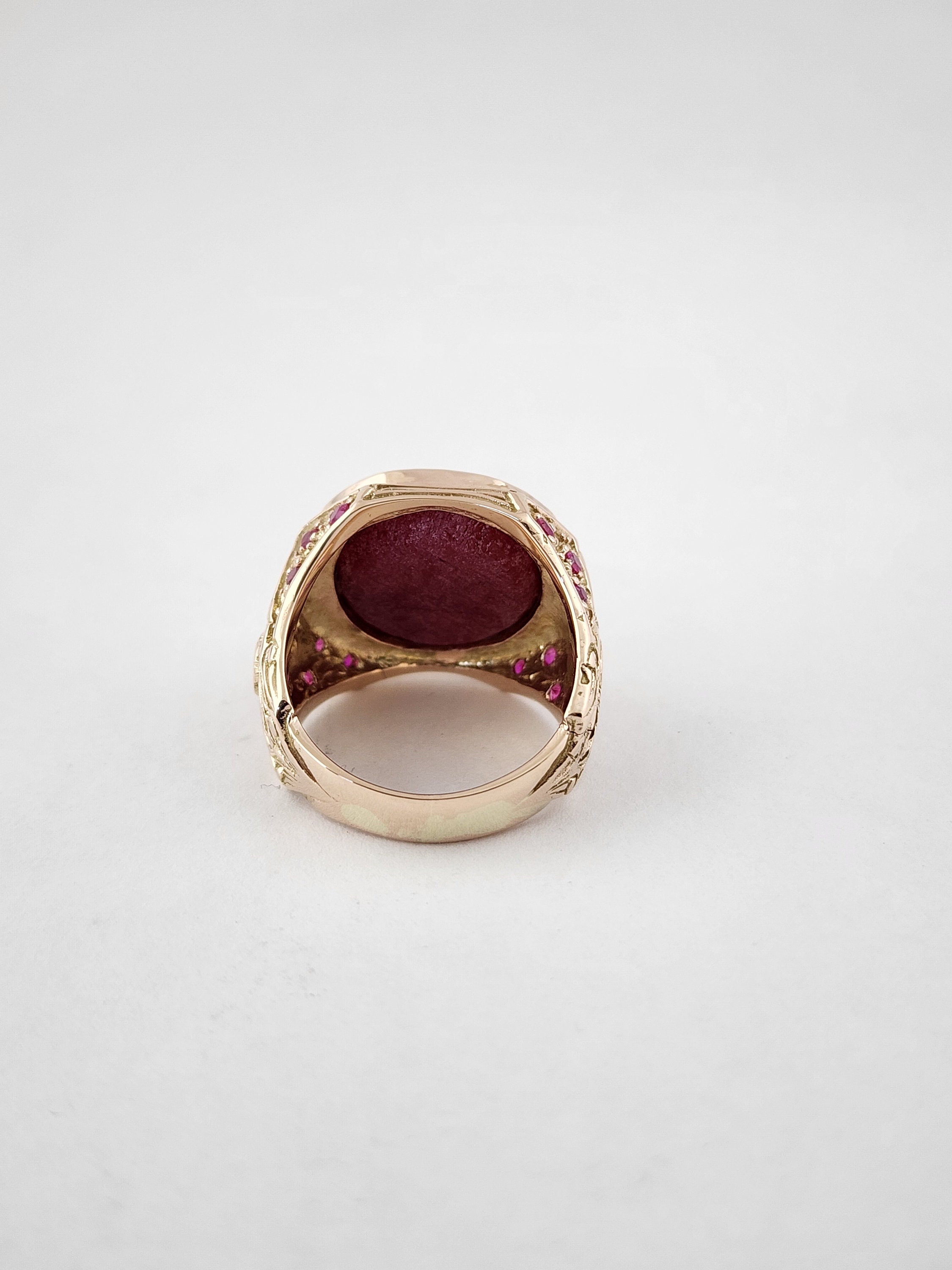 14K Gold Ruby Signet Ring - Mens Statement Jewelry Gift - Etsy