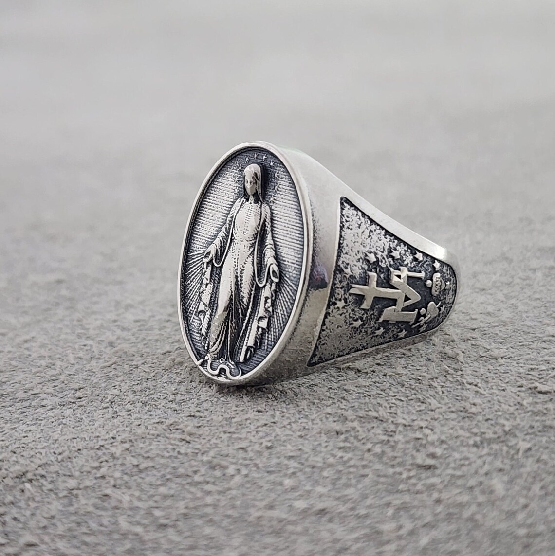 Marian Consecration Ring,virgin Mary Ring, 925k Sterling Silver Pray of ...