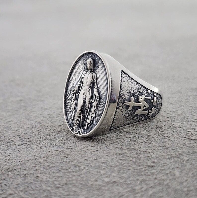 Marian Consecration Ring,virgin Mary Ring, 925k Sterling Silver Pray of ...