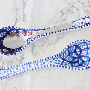 2 X Hand Painted Moroccan / Tunisian Ceramic Spoon Rests Clean Cooking ...