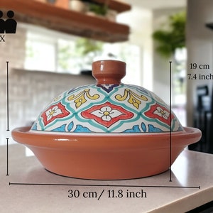 Hand Painted Large Tagine Pot Food Safe Leadless Clay Ceramic Glazed ...