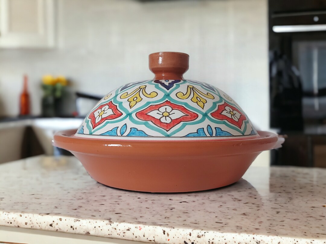 Hand Painted Large Tagine Pot Food Safe Leadless Clay Ceramic Glazed ...