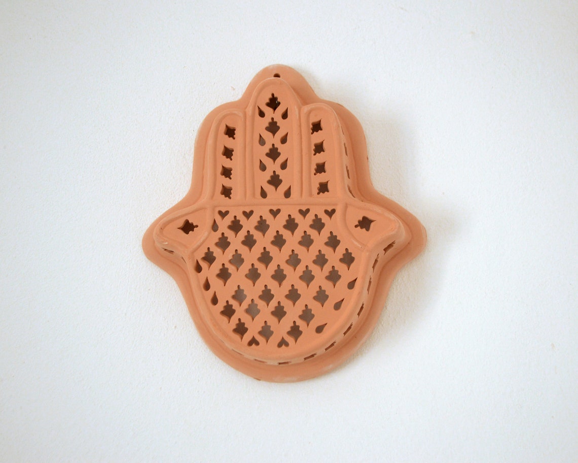Hamsa Natural Clay Wall Light Cover Hand of Fatima Moroccan - Etsy