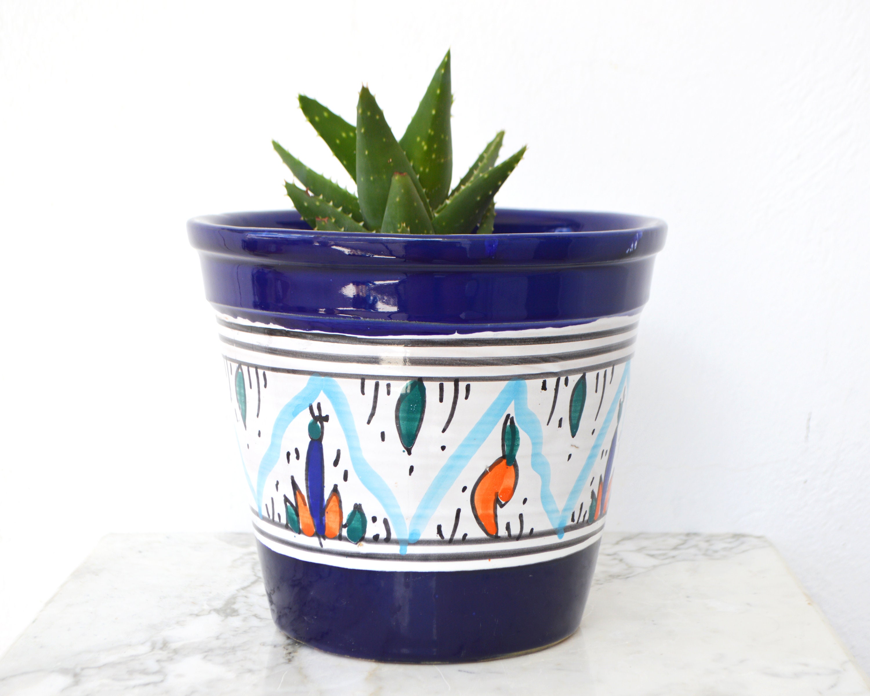Large Hand Painted Clay Pots