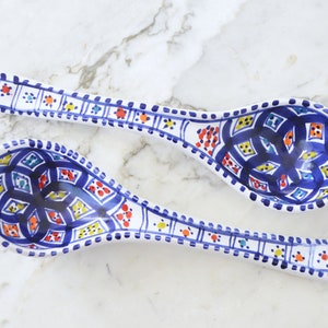2 X Hand Painted Moroccan / Tunisian Ceramic Spoon Rests Clean Cooking ...