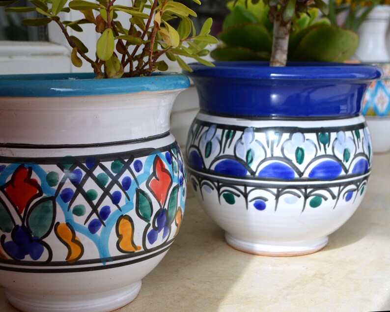 Hand Painted Mediterranean Plant Pot Terracotta Clay Multi | Etsy