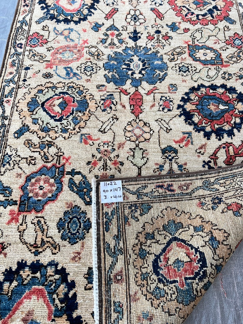 3x5 Ft Rug Beige/red Aryana Area Rug, Afghan Hand Knotted 100% Wool Rug ...