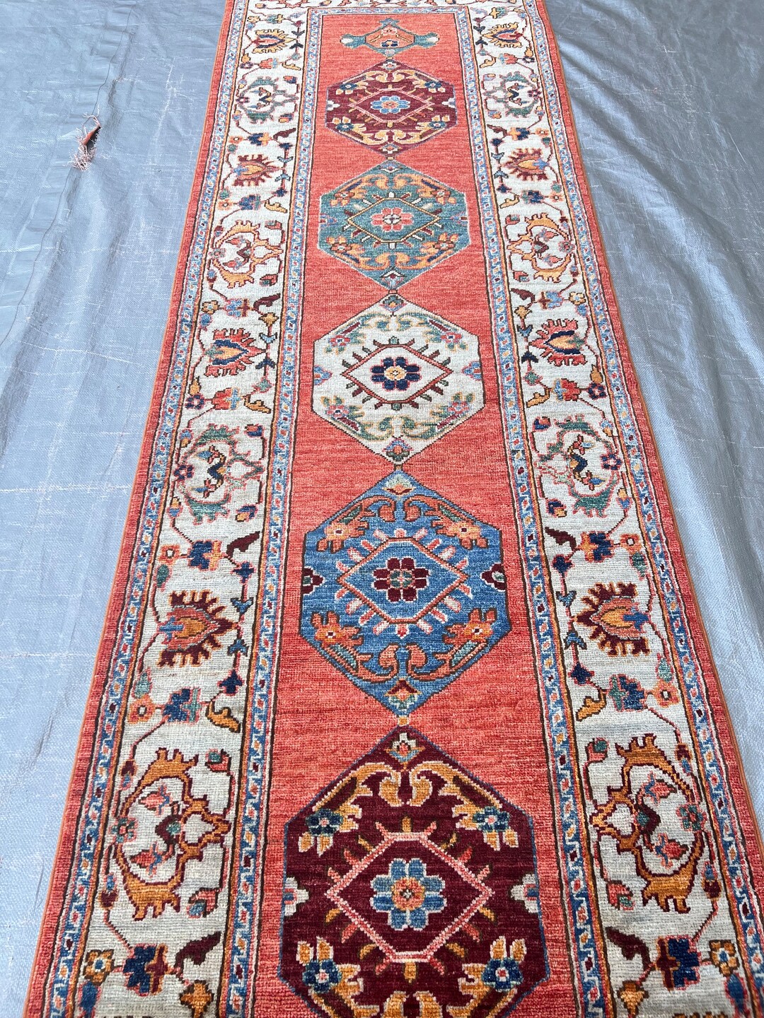 10 Ft Rust Tribal Runner Rug Red Vintage Afghan Qashqai Style Hand ...