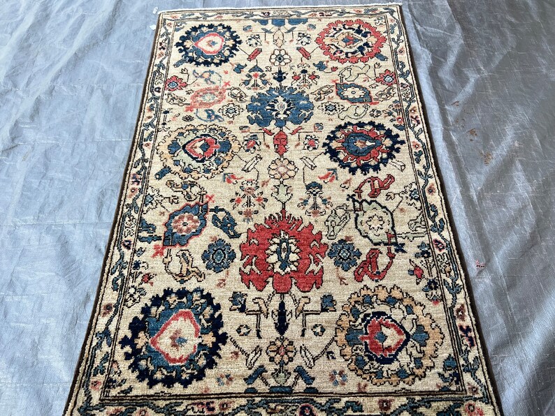 3x5 Ft Rug Beige/red Aryana Area Rug, Afghan Hand Knotted 100% Wool Rug ...