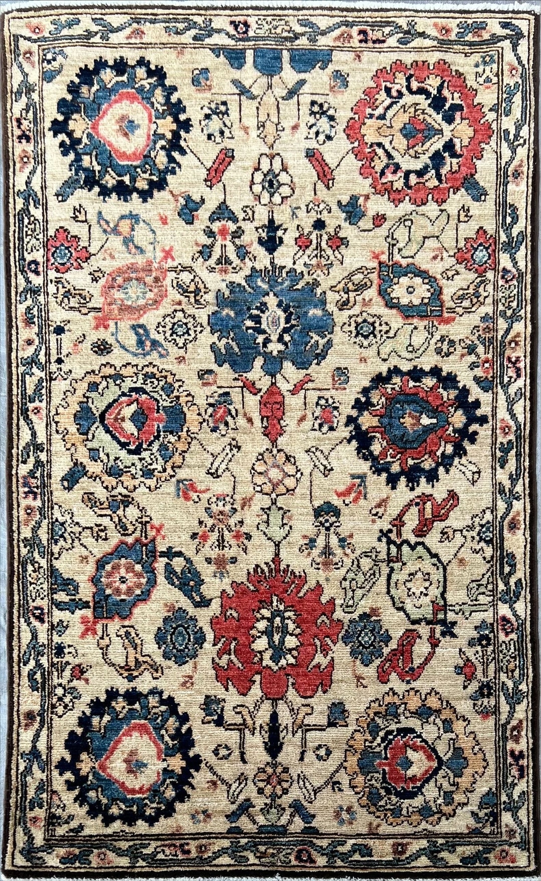 3x5 Ft Rug Beige/red Aryana Area Rug, Afghan Hand Knotted 100% Wool Rug ...