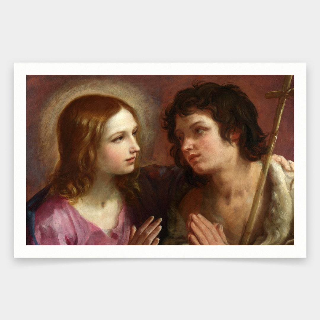 Guido Reni,christ Embracing Saint John the Baptist,art Prints,vintage ...