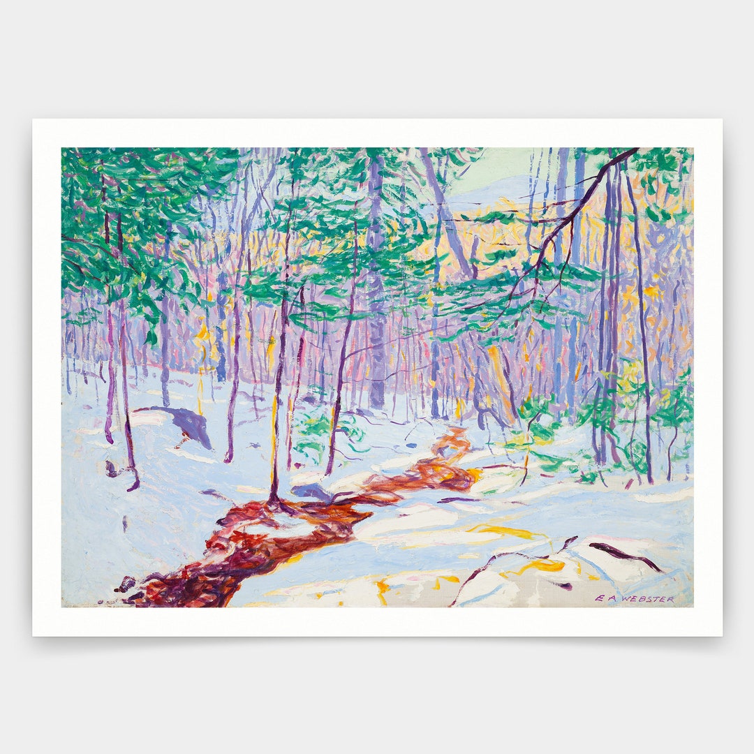 E Ambrose Webster,brook in Winter,1914,art Prints,vintage Art,canvas ...