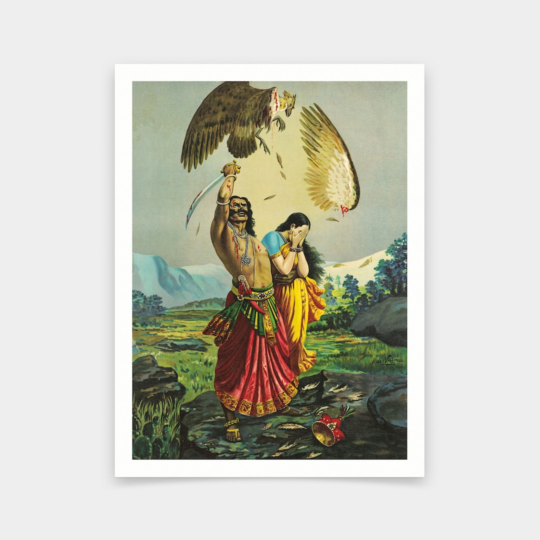Raja Ravi Varma,jatayu Vadh,ravana Attacks Jatayu,art Prints,vintage ...