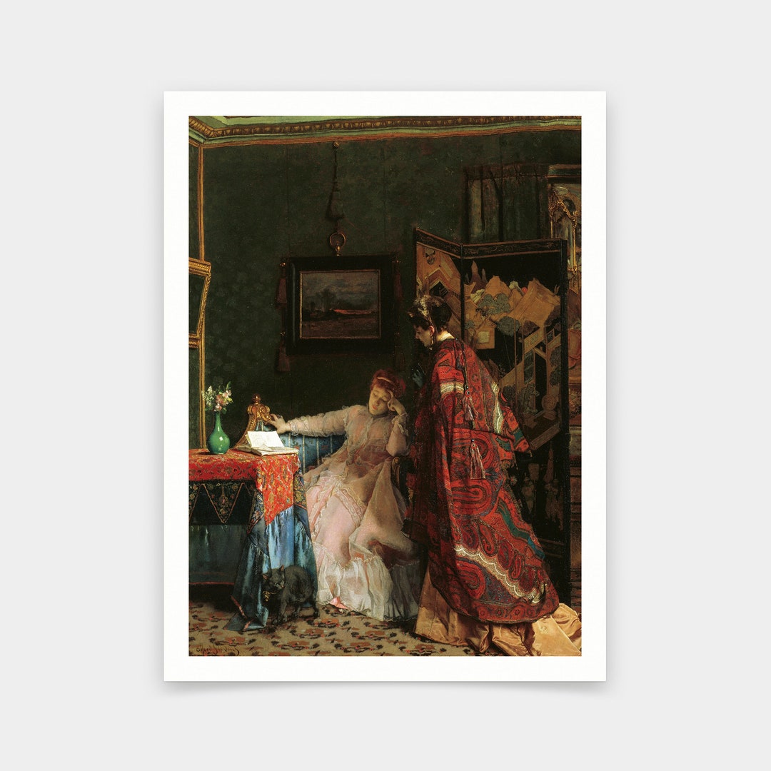 Alfred Emile Stevens,the Visit, Before 1869,art Prints,vintage Art ...