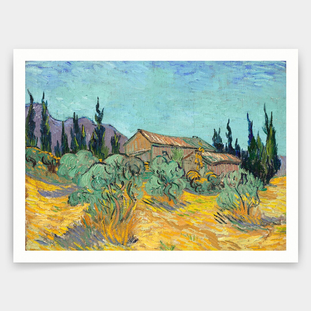 Vincent Van Gogh,wooden Huts Among Olive Trees and Cypress Trees,art ...