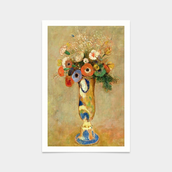 Odilon Redon Flowers in a Painted Vaseart Printsvintage - Etsy