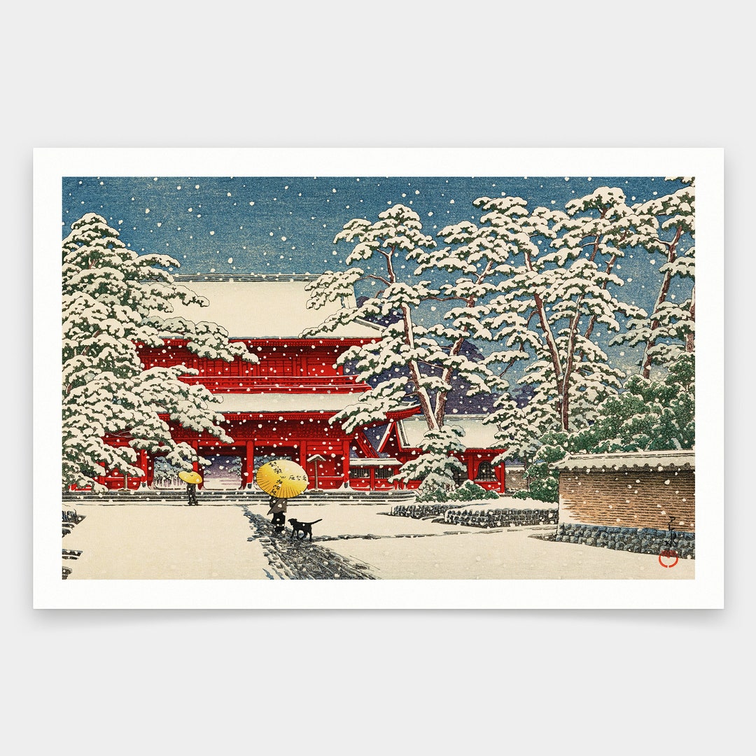 Kawase Hasui,snow at Zojoji Temple,art Prints,vintage Art,canvas Wall ...