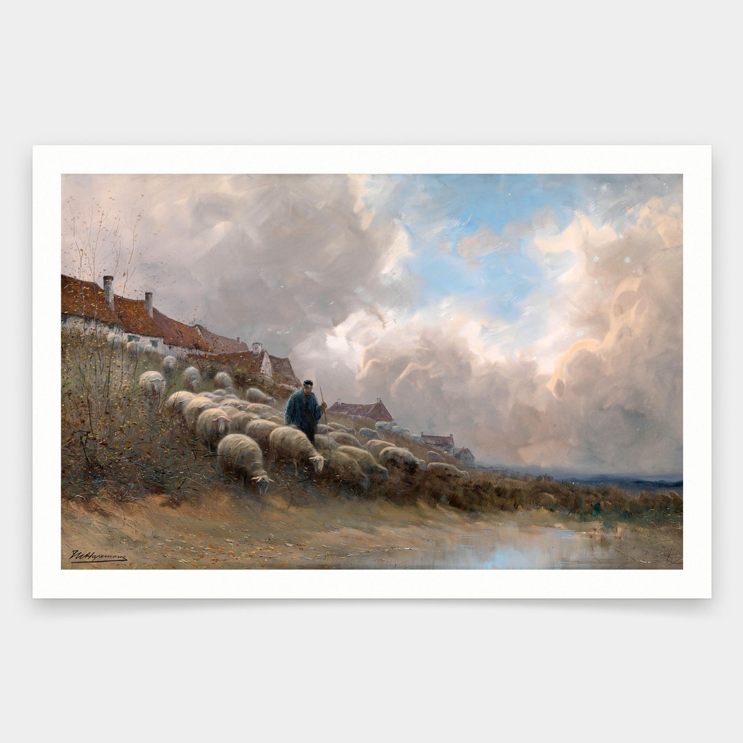 Maurice Hagemans,landscape With Sheep,art Prints,vintage Art,canvas ...