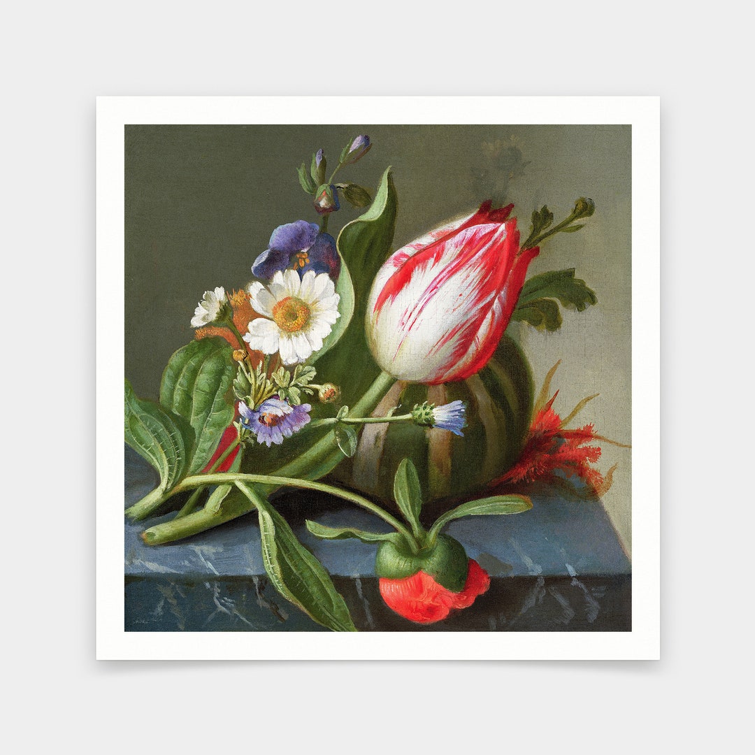 Rachel Ruysch,still Life of a Tulip, a Melon and Flowers on a Ledge,art ...
