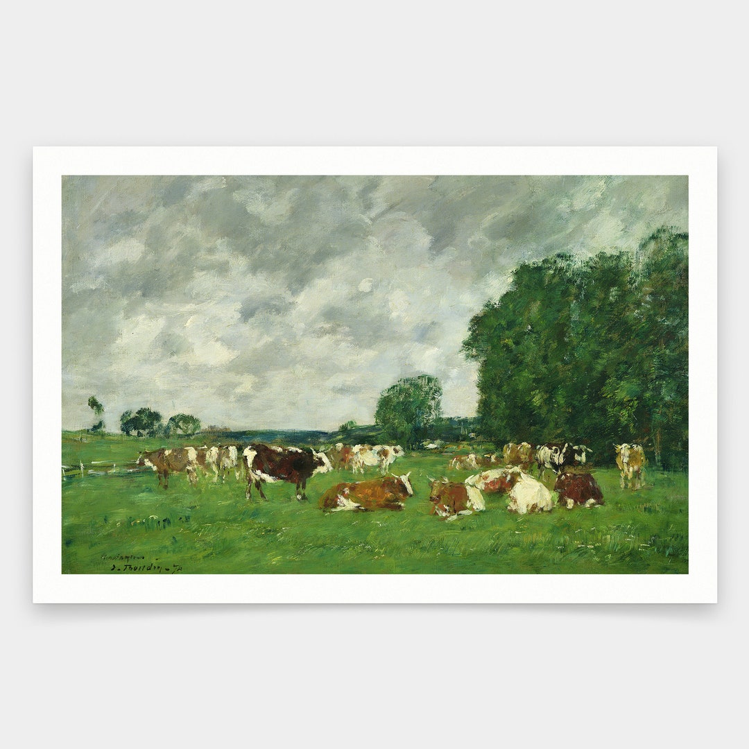 Eugene Louis Boudin,cows in a Pasture,art Prints,vintage Art,canvas ...