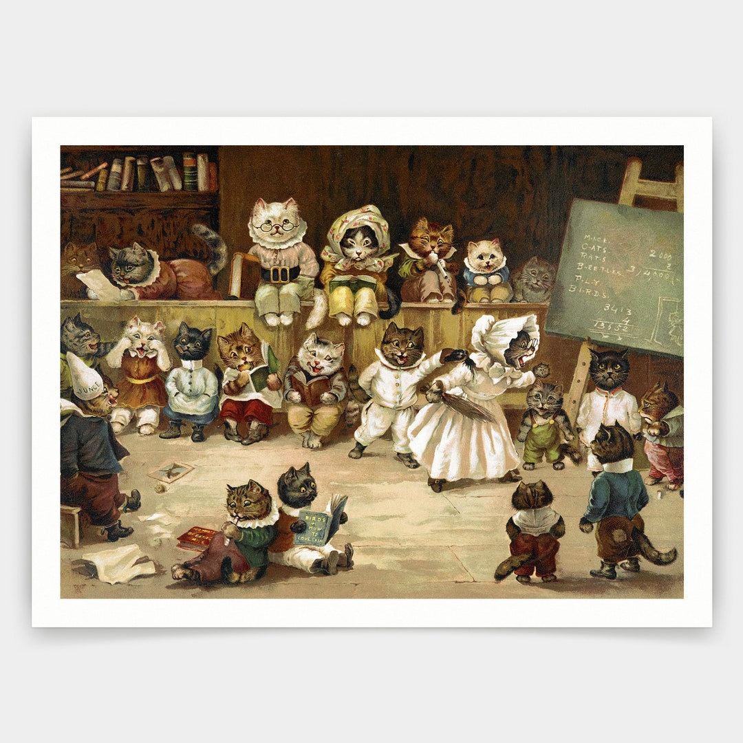 Ernest Nister,mrs Tabitha's Cats Academy,art Prints,vintage Art,canvas ...