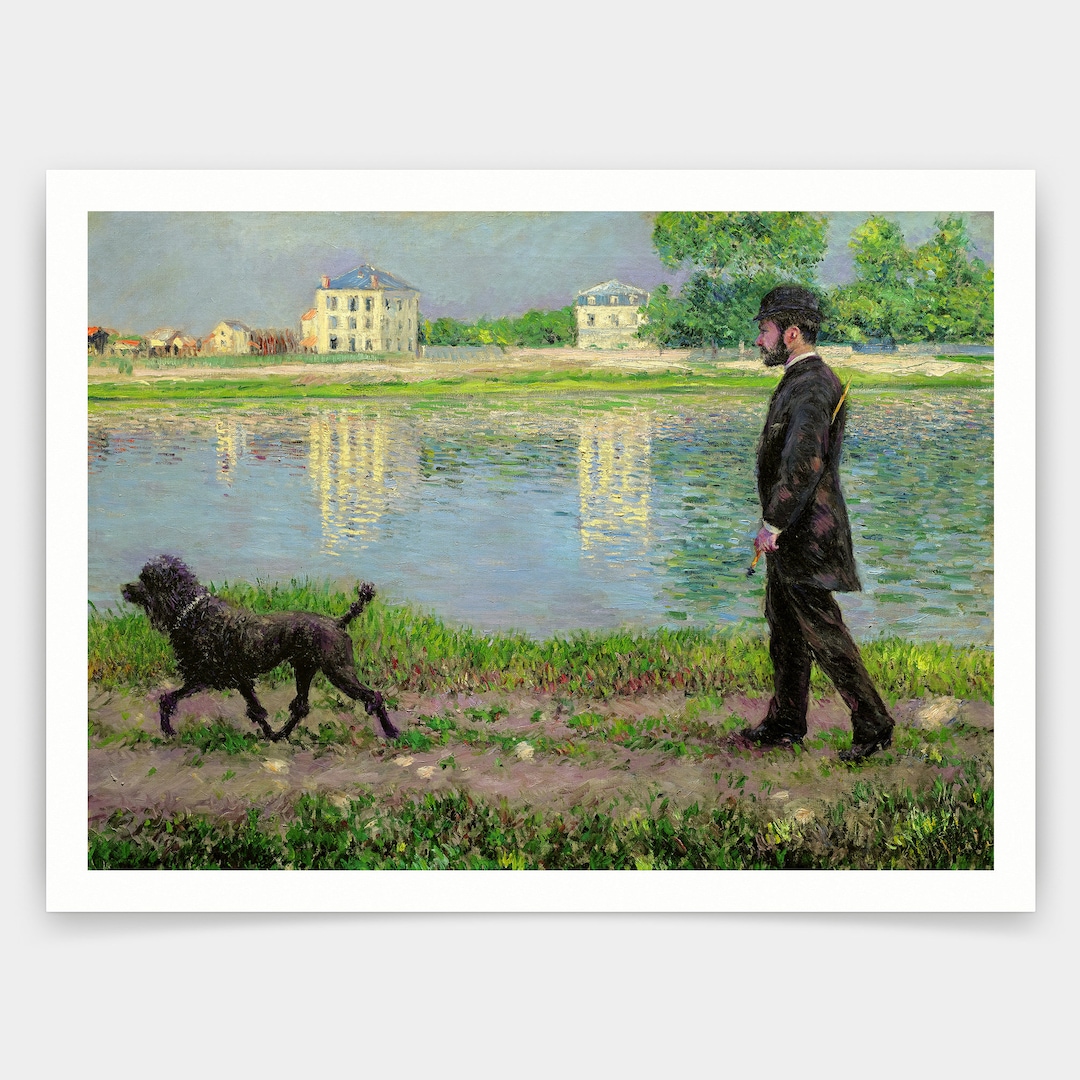 Gustave Caillebotte,richard Gallo and His Dog Dick on the Banks of the ...