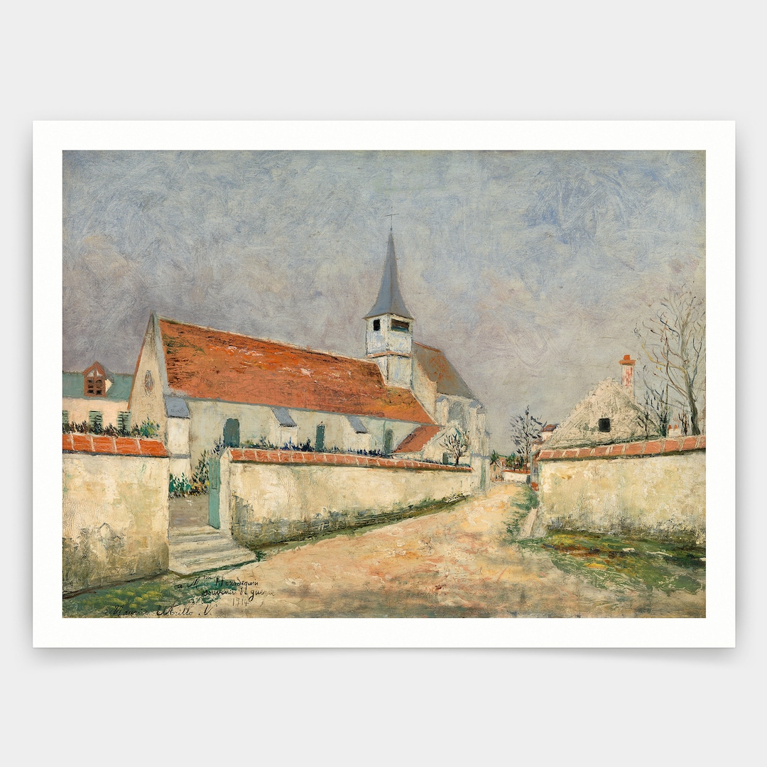 Maurice Utrillo,church With Red Roof and White Walls,art Prints,vintage ...