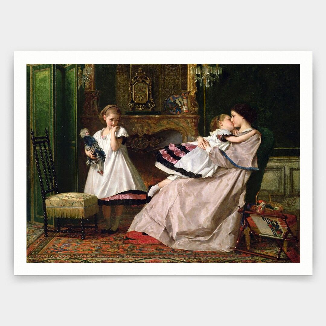 Gustave Leonard De Jonghe,motherly Love,two Girls and Their Mother,art ...