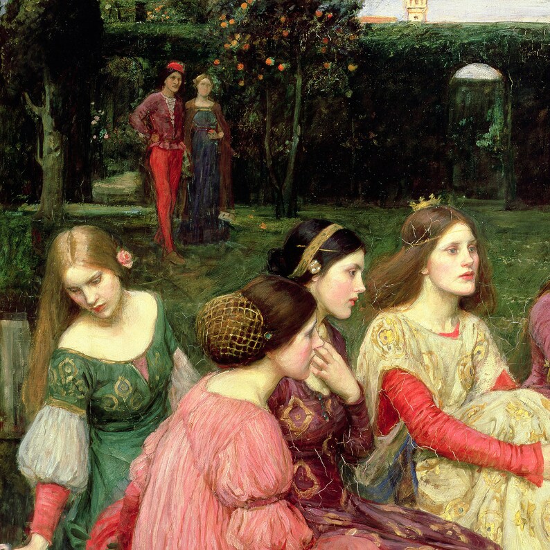 John William Waterhouse,the Decameron,art Prints,vintage Art,canvas ...