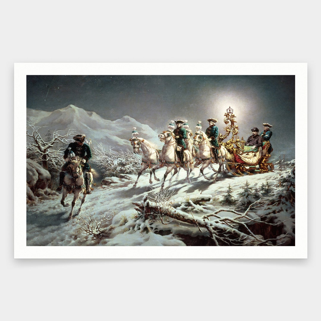 Karl Gottlieb Wenig,ludwig II of Bavaria Sleighing at Night From ...
